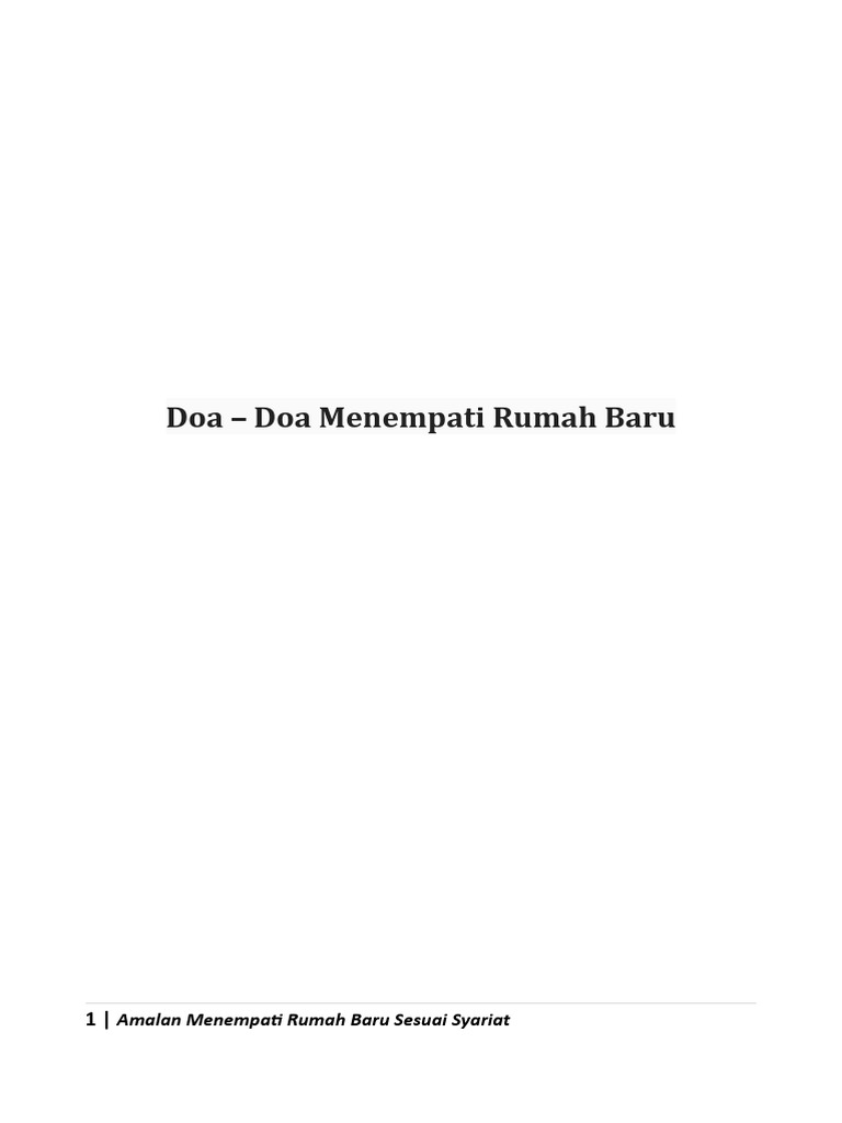 Doa Menempati Rumah Baru | PDF
