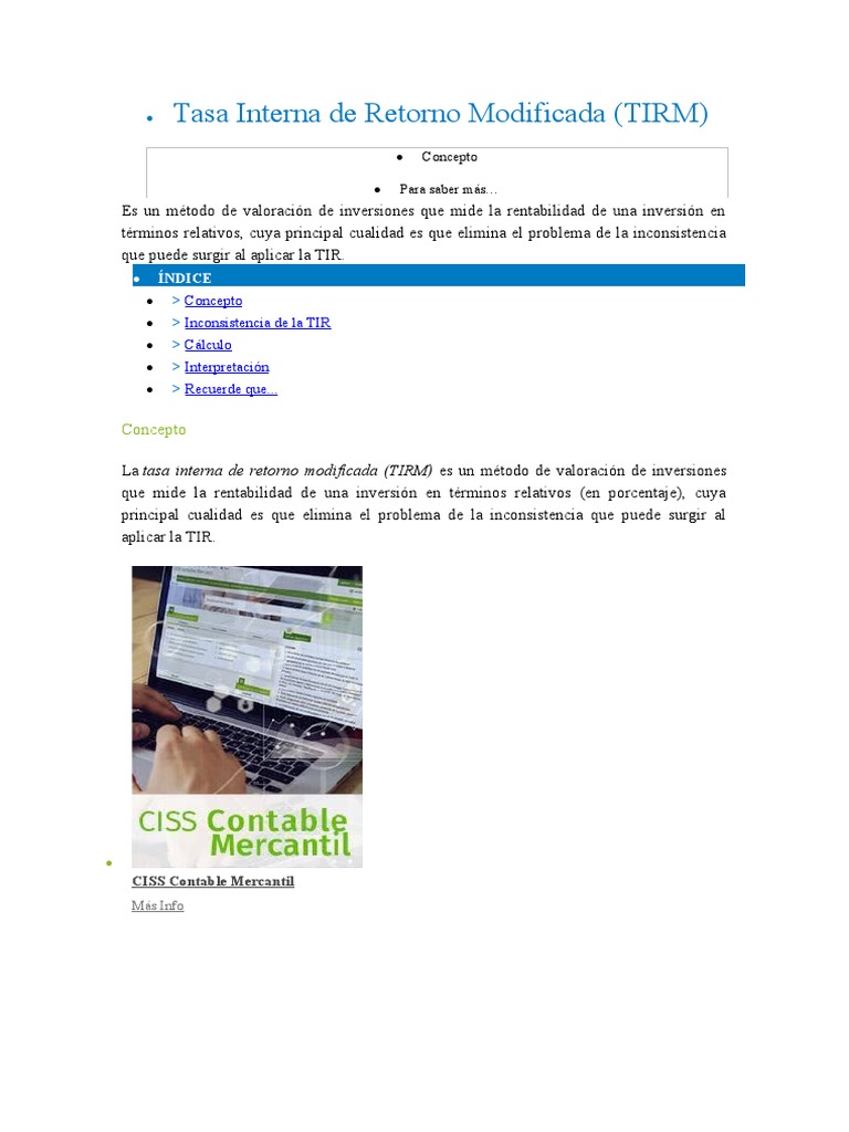 TIRM | PDF | Tasa interna de retorno | Business