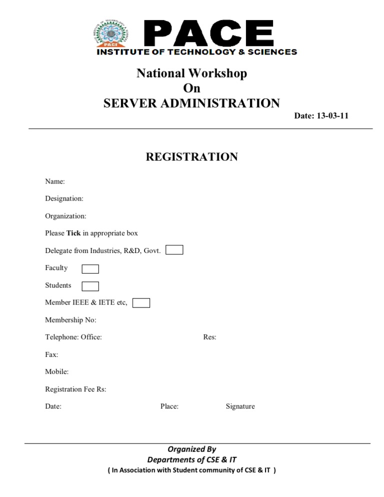 WorkShop@PACE Registration | PDF