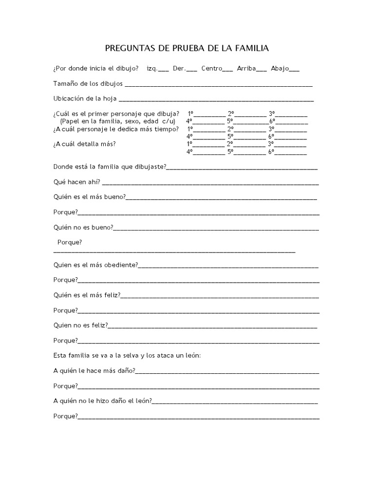 Preguntas para el Test de la Familia | PDF