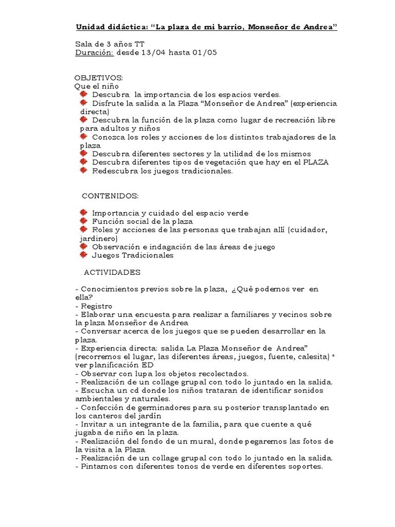 Unidad La Plaza de Mi Barrio | PDF