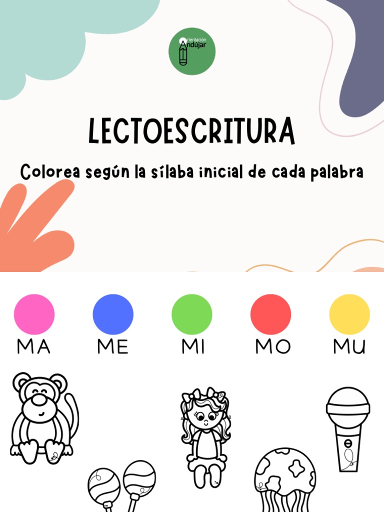 LECTOESCRITURA Colorea Segun La Silaba Inicial de Cada Palabra | PDF