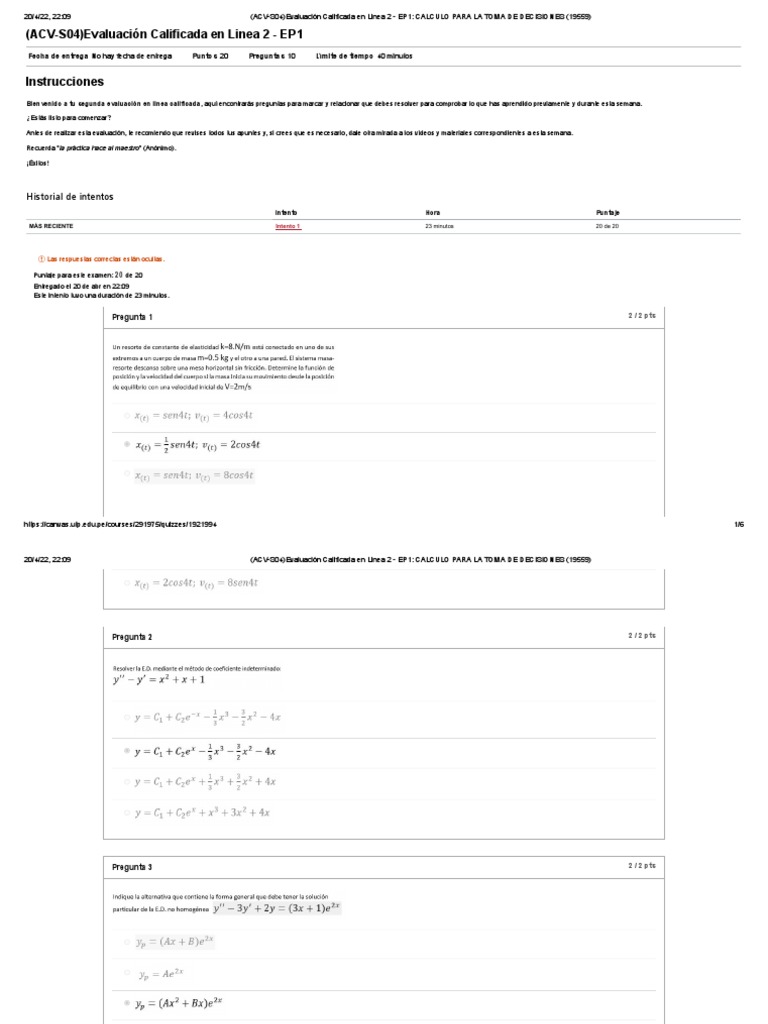(Acv-S04) Evaluación Calificada en Linea 2 - Ep1 - Calculo para La Toma de Decisiones (19559) | PDF