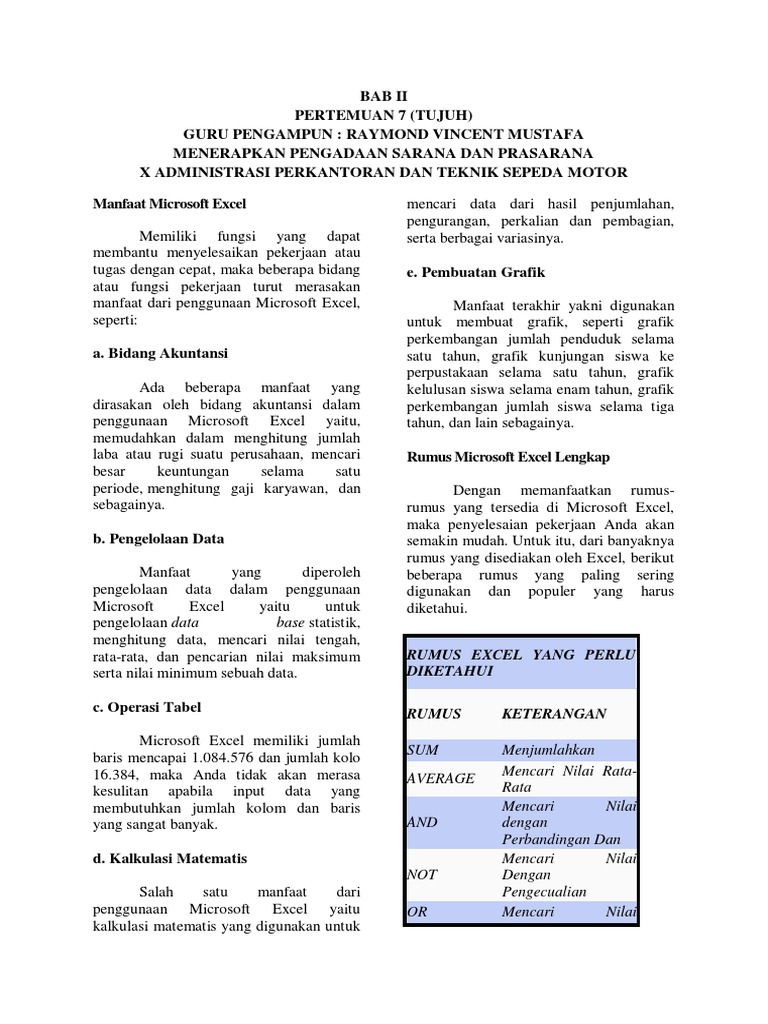 BAB II Microsoft Excel | PDF