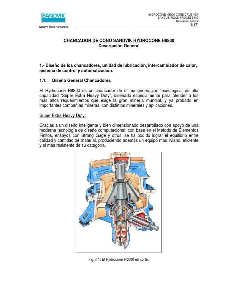 Chancador de Cono Sandvik H8800 | PDF | Rodamiento (Mecánico) | Lubricante