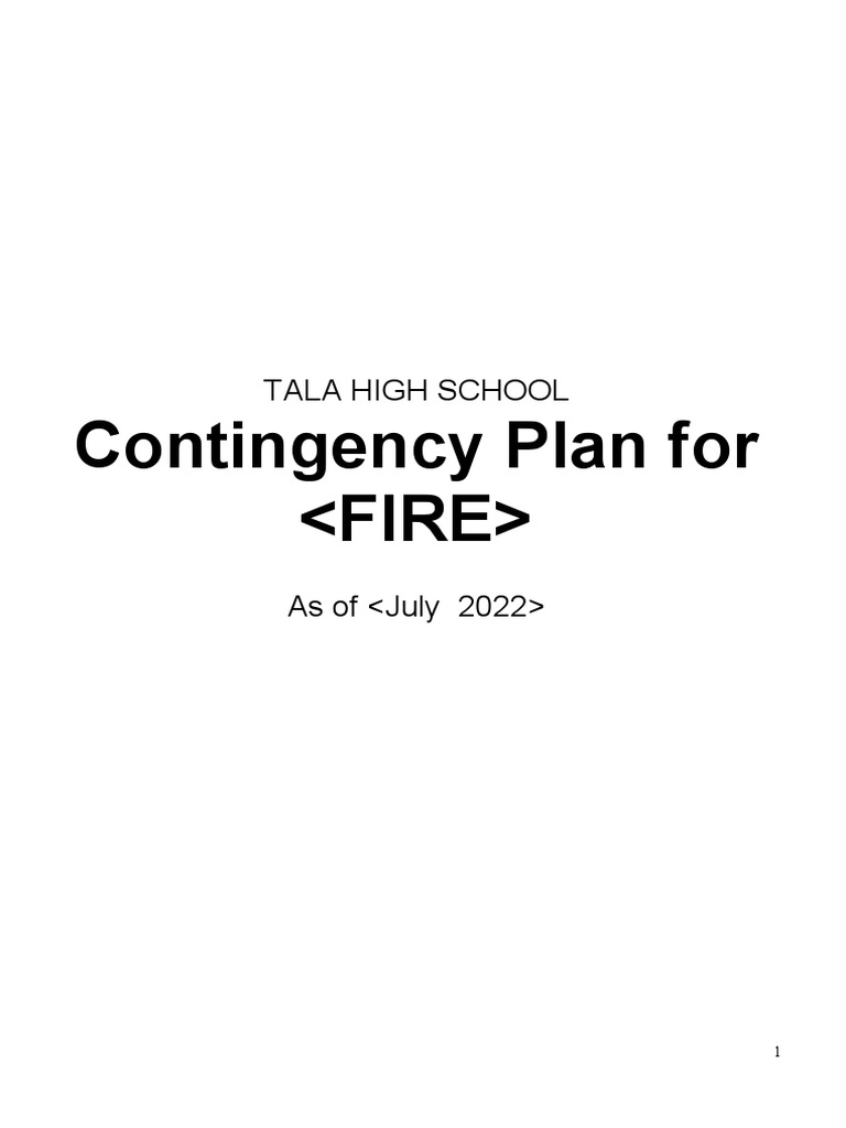Contingency Plan Tala High Fire | PDF | Fires | Teachers