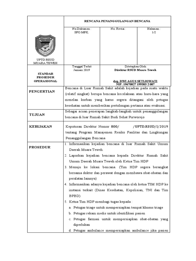 Sop Penanggulangan Bencana | PDF