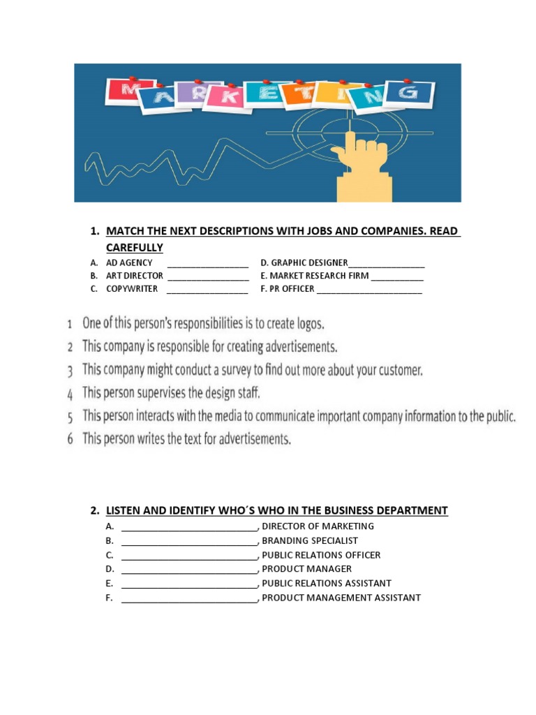Week 2 Match The Next Descriptions With Jobs and Companies | PDF