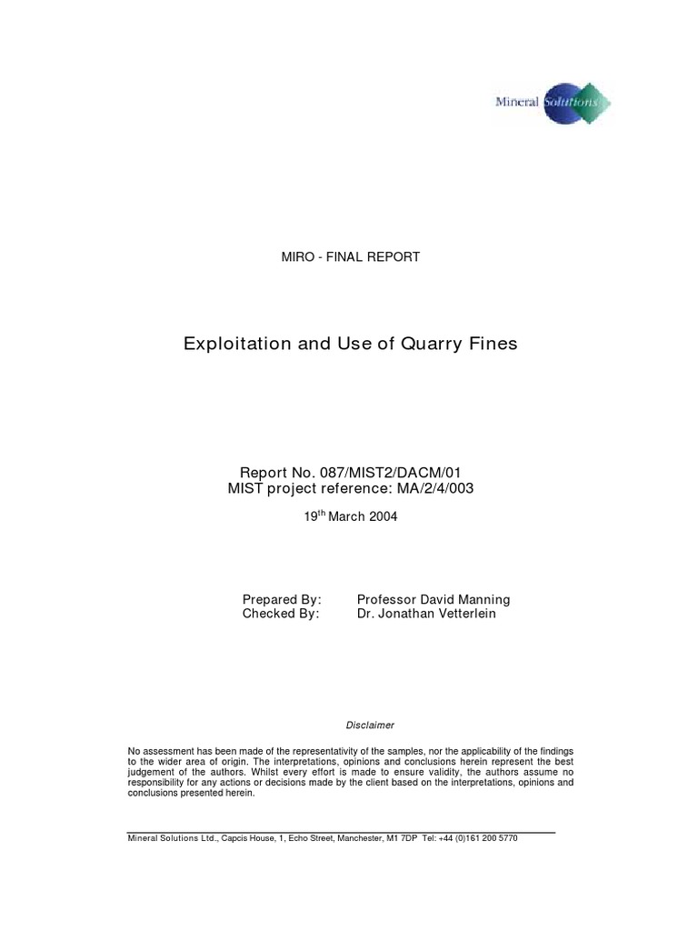 Exploitation and Use of Quarry Fines | PDF | Sand | Concrete