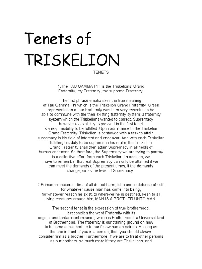 Tenets of Triskelion | PDF | Fraternities And Sororities