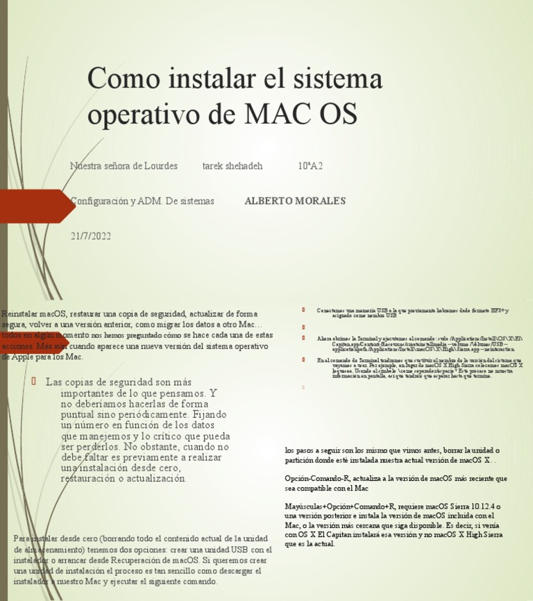 Como Instalar El Sistema Operativo de MAC OS | PDF | Mac OS | Ingeniería de software