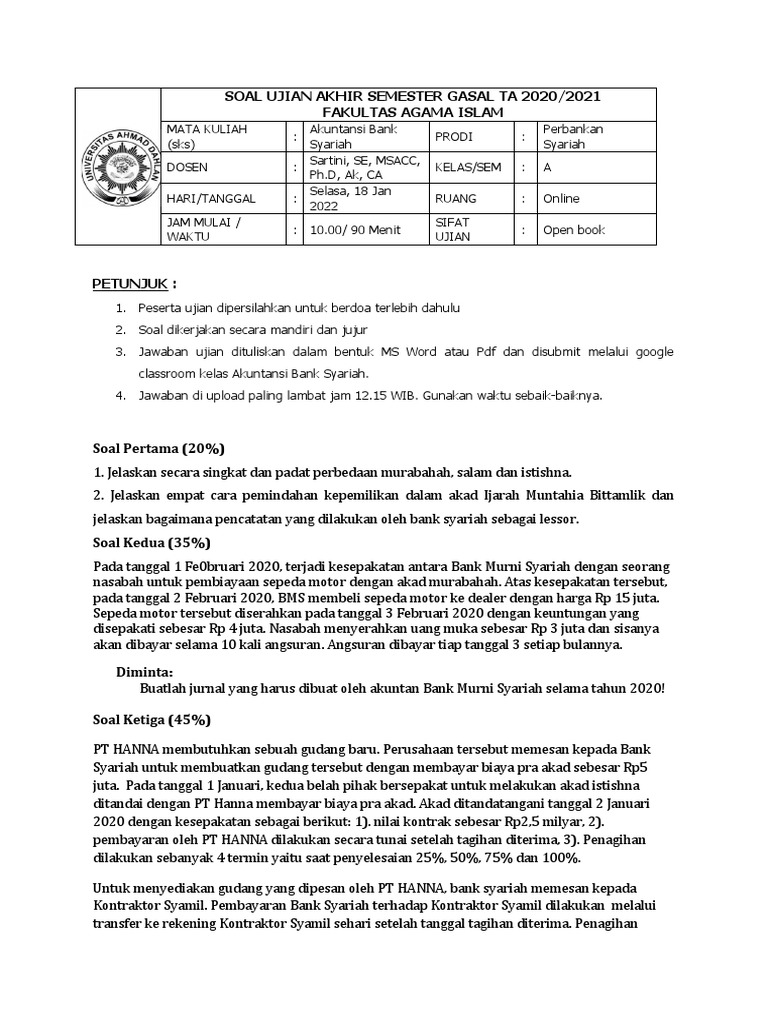 Soal UAS Akt BS | PDF