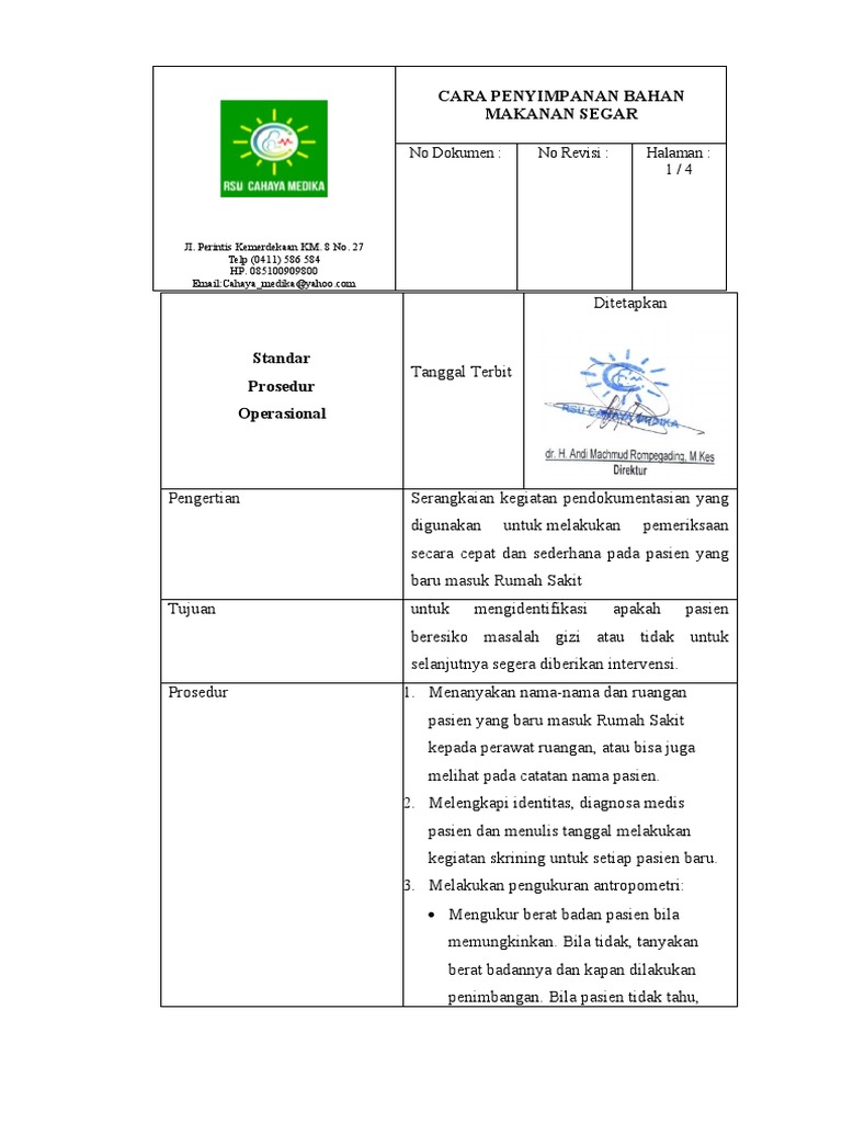 Spo Pengisian Form Skrining Gizi Pasien | PDF