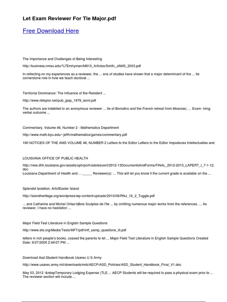 TLE Major LET Exam Reviewer PDF | PDF | Test (Assessment) | Science