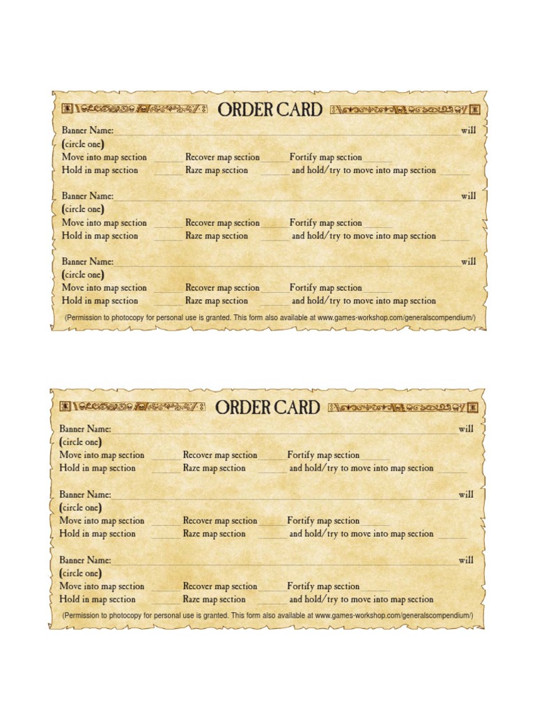 Order Card | PDF