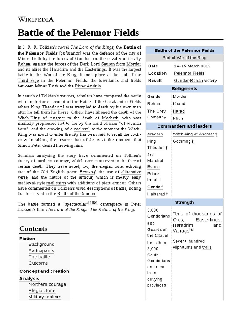 Battle of The Pelennor Fields | PDF | Middle Earth Books | J. R. R. Tolkien