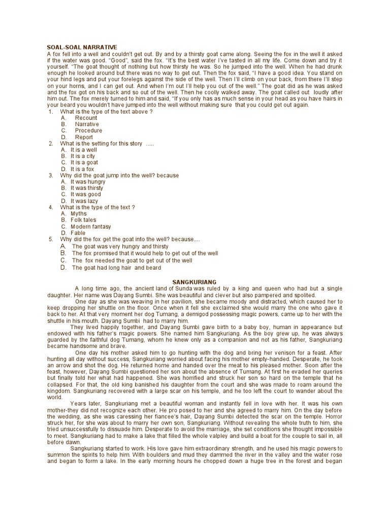 Soal-Soal Narrative: A. B. C. D | PDF