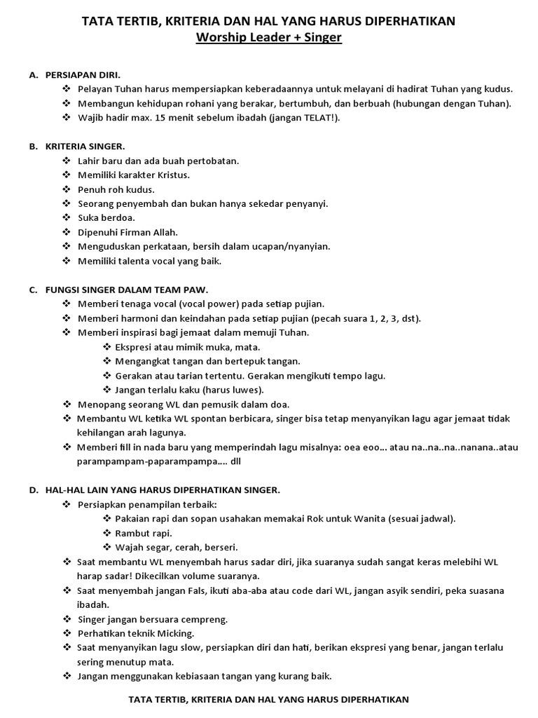 TATA TERTIB WL, Singer | PDF