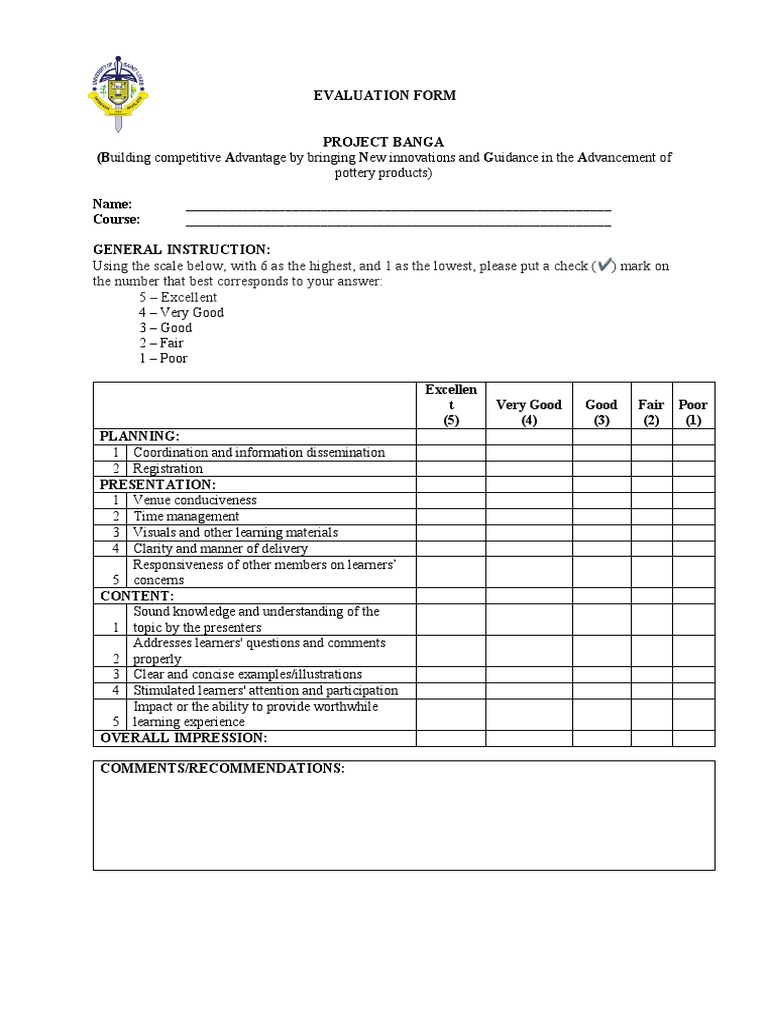 Evaluation Form v2 Seminars | PDF