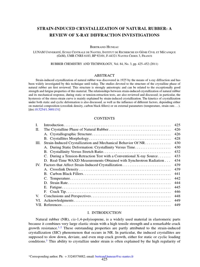 Strain-Induced Crystallization of Natural Rubber: A Review of X-Ray ...