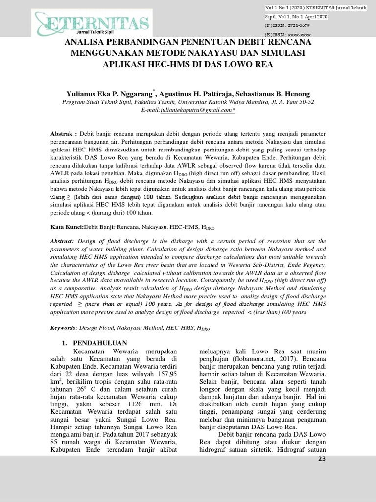 Analisa Perbandingan Penentuan Debit Rencana Menggunakan Metode ...