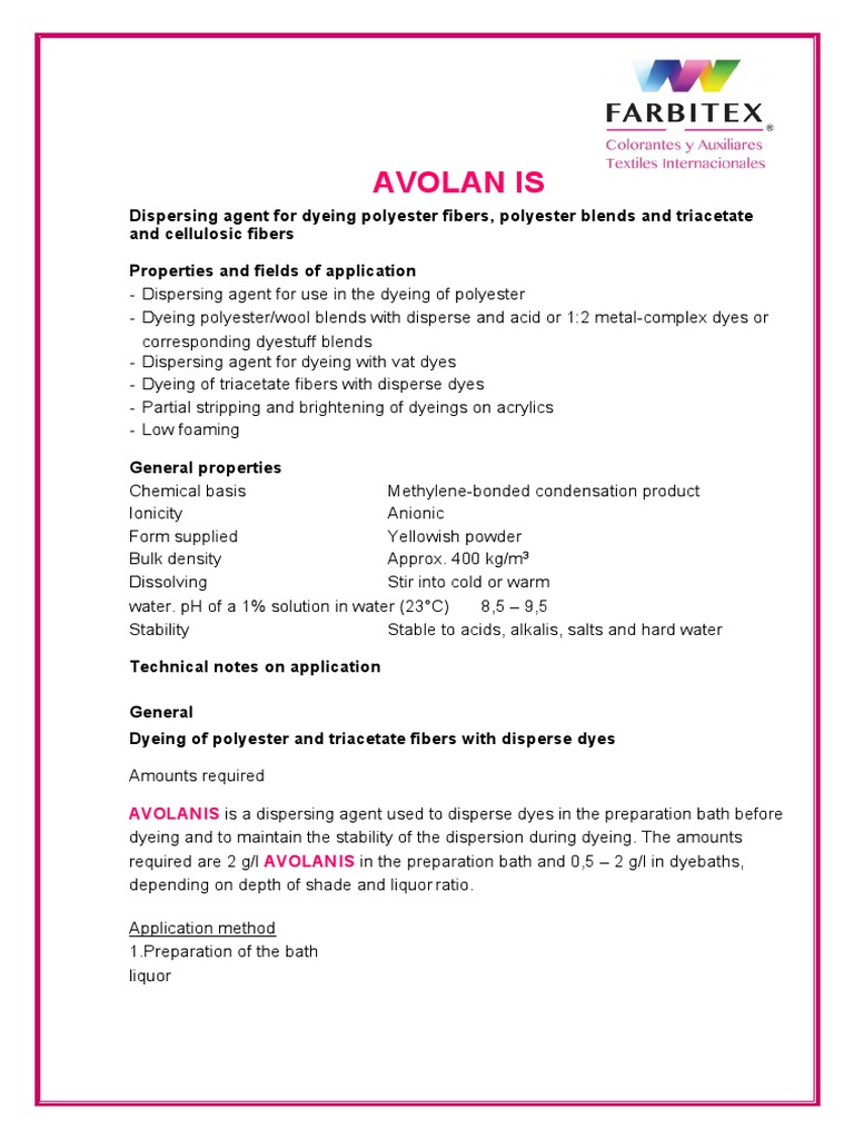 Avolan Is | PDF | Dye | Dyeing