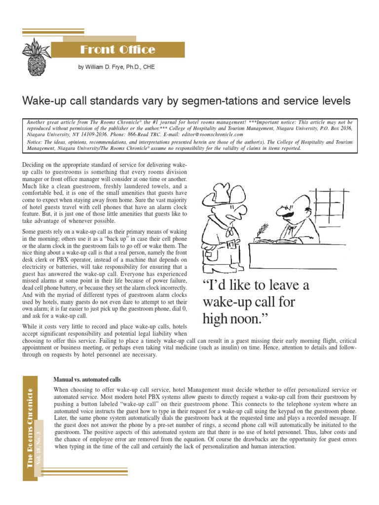 Wake Up Call Standards | PDF | Telephone Call | Telephone
