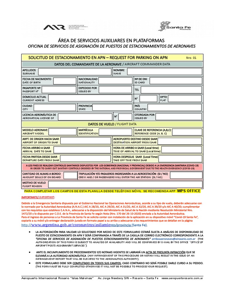 Parking Solicitud SAAR N°01 | PDF | Transporte | Aviación
