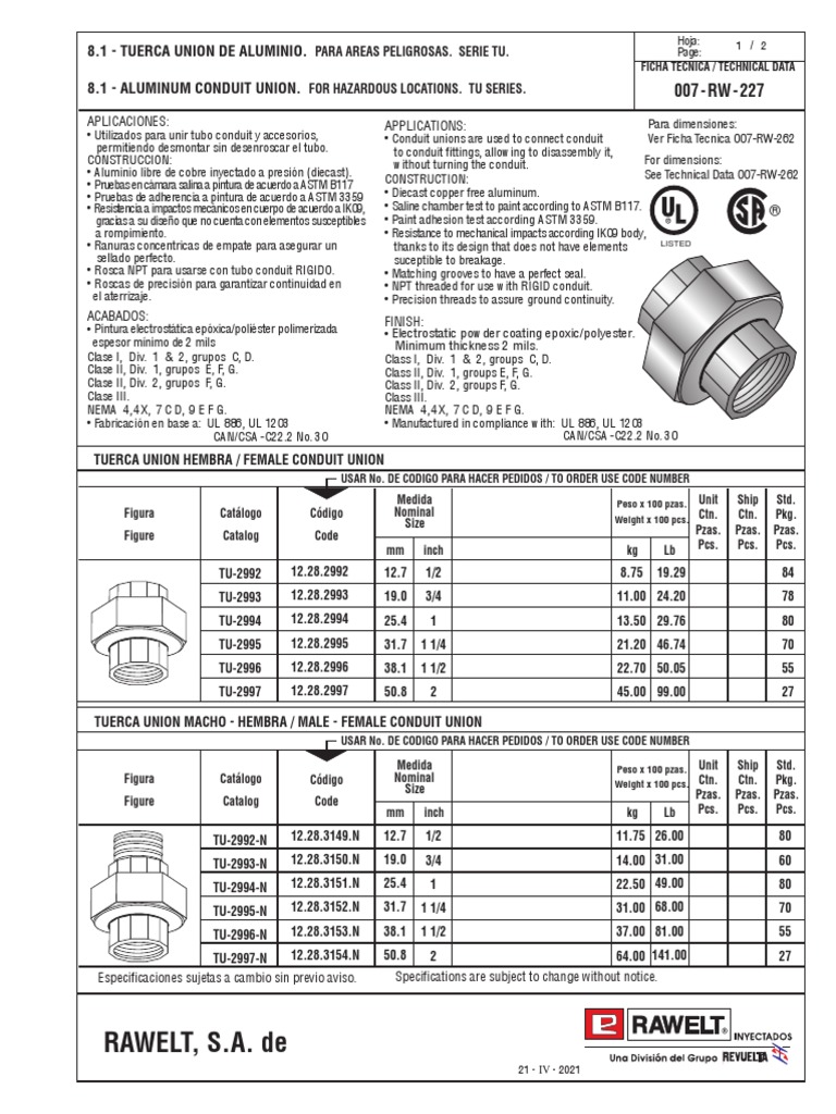 Union Universal Conduit Radwell | PDF