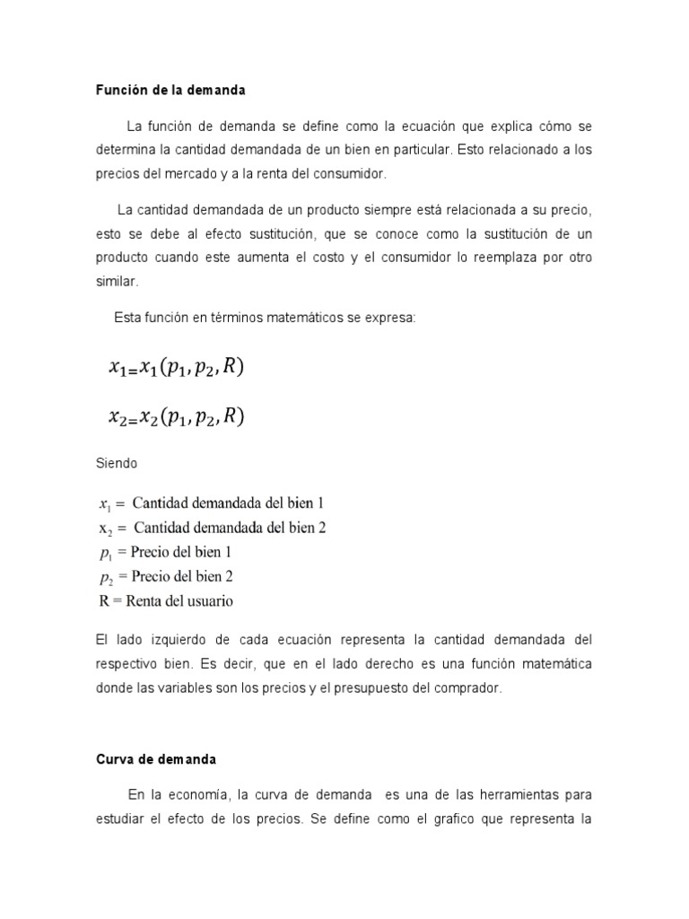Función de la demanda | PDF | Elasticidad (economía) | Oferta y demanda