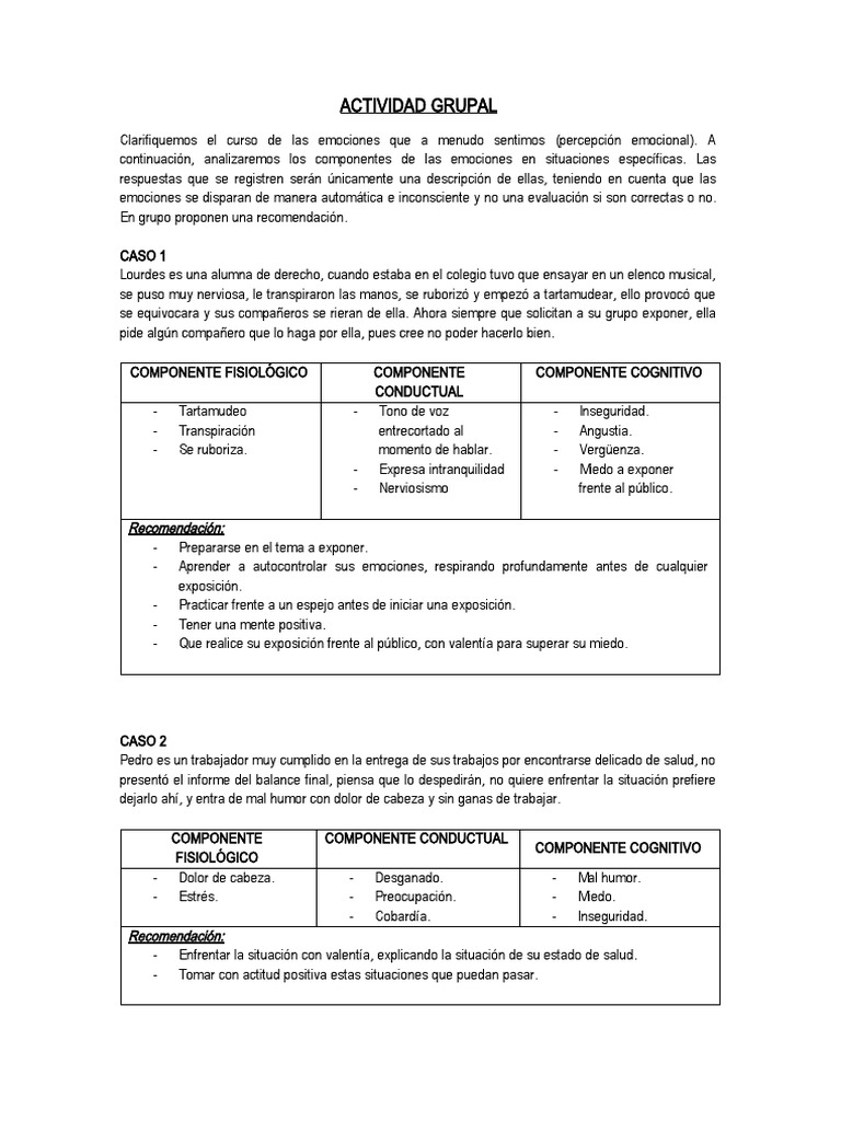 Actividad Grupal - Ucv | PDF | Las emociones | Temor