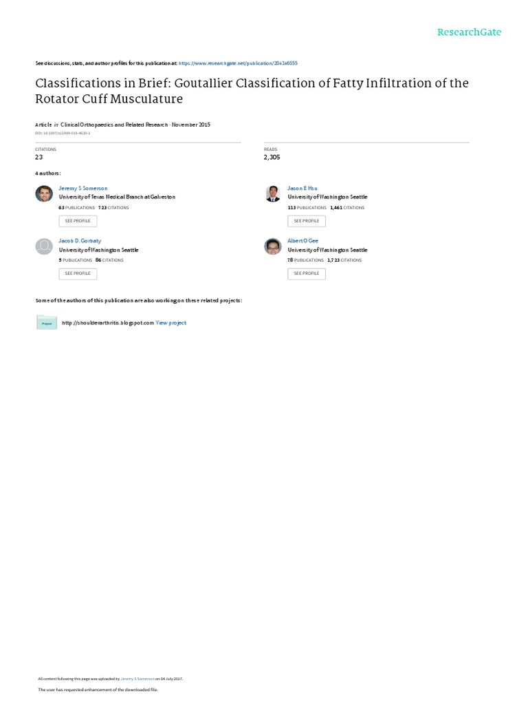Classifications in Brief Goutallier Classification | PDF | Shoulder ...
