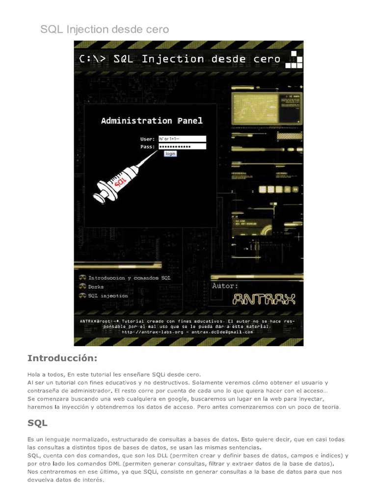 SQL Injection Desde Cero. | PDF