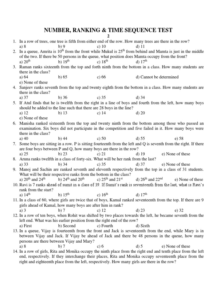 Number Ranking and Time Sequence Test | PDF | Auto Racing | Motorsport ...