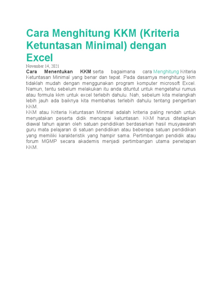Cara Menghitung KKM | PDF | Karier & Perkembangan