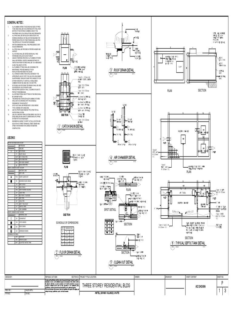 Three Storey Residential BLDG: 3 Roof Drain Detail | PDF | Plumbing ...