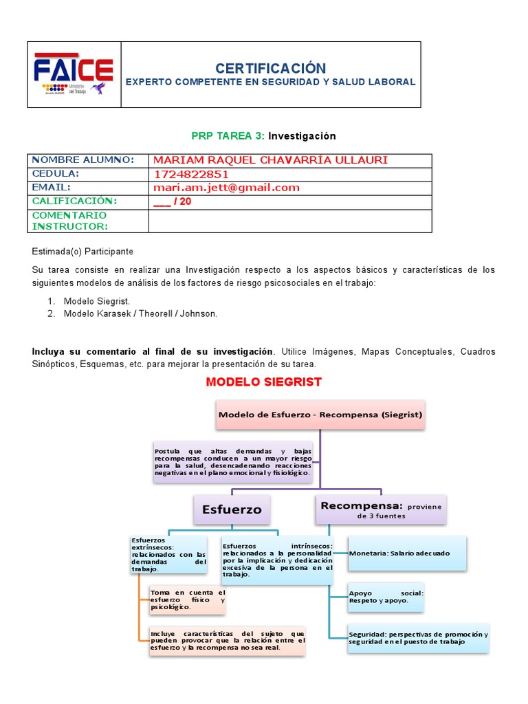 PRP Tarea 3 - MARIAM CHAVARRÍA | PDF | Estrés (biología) | Seguridad y salud ocupacional