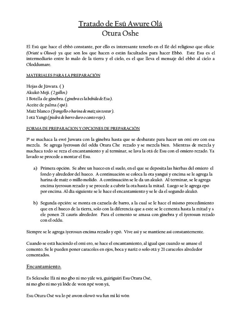Preparación de Esú Awure Olá | PDF | Alimentos | Ingredientes de comida