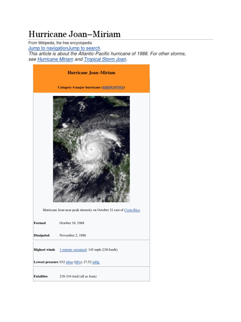 Hurricane Miriam Tropical Storm Joan | PDF | Tropical Cyclones | Tropics