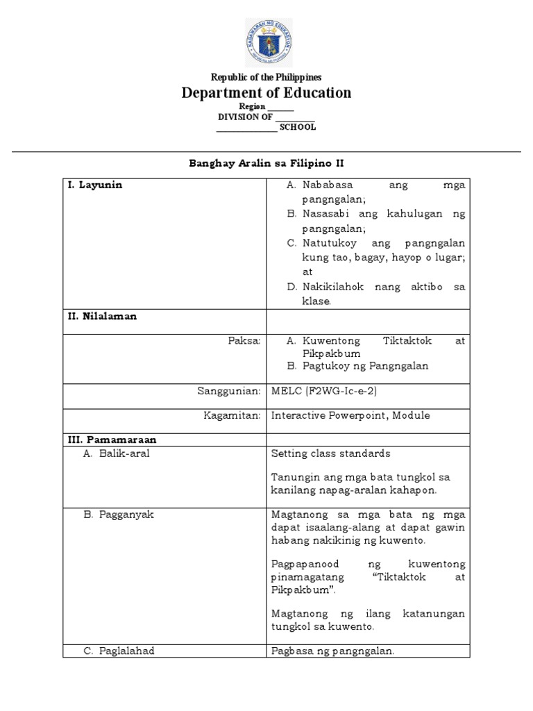 Filipino LP Pangngalan | PDF