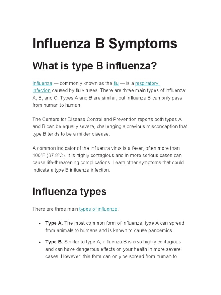 Influenza B Symptoms | PDF | Influenza | Common Cold