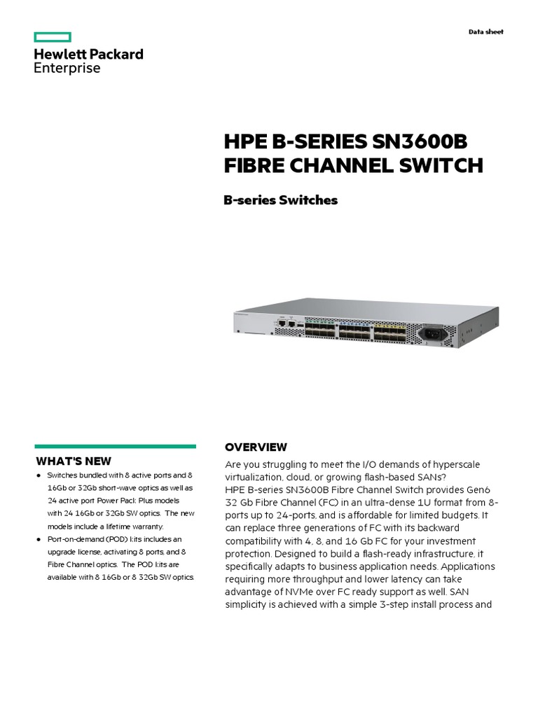 HPE B-Series SN3600B Fibre Channel Switch-PSN1009830468HKEN | PDF ...