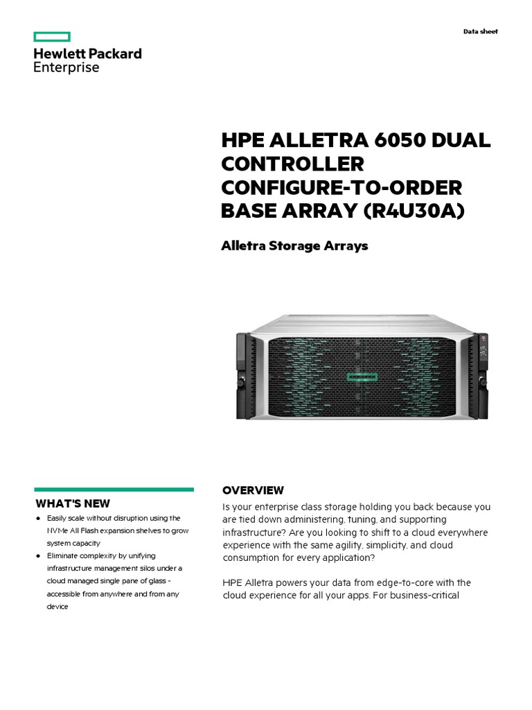 HPE Alletra 6050 Dual Controller Configure-To-Order Base Array-PSN1013540292IEEN | PDF | Cloud ...
