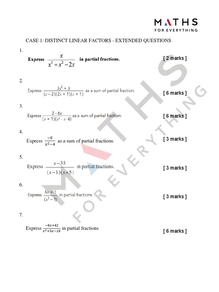 Partial Fraction CASE 1 - EXT - QP | PDF | Teaching Methods & Materials