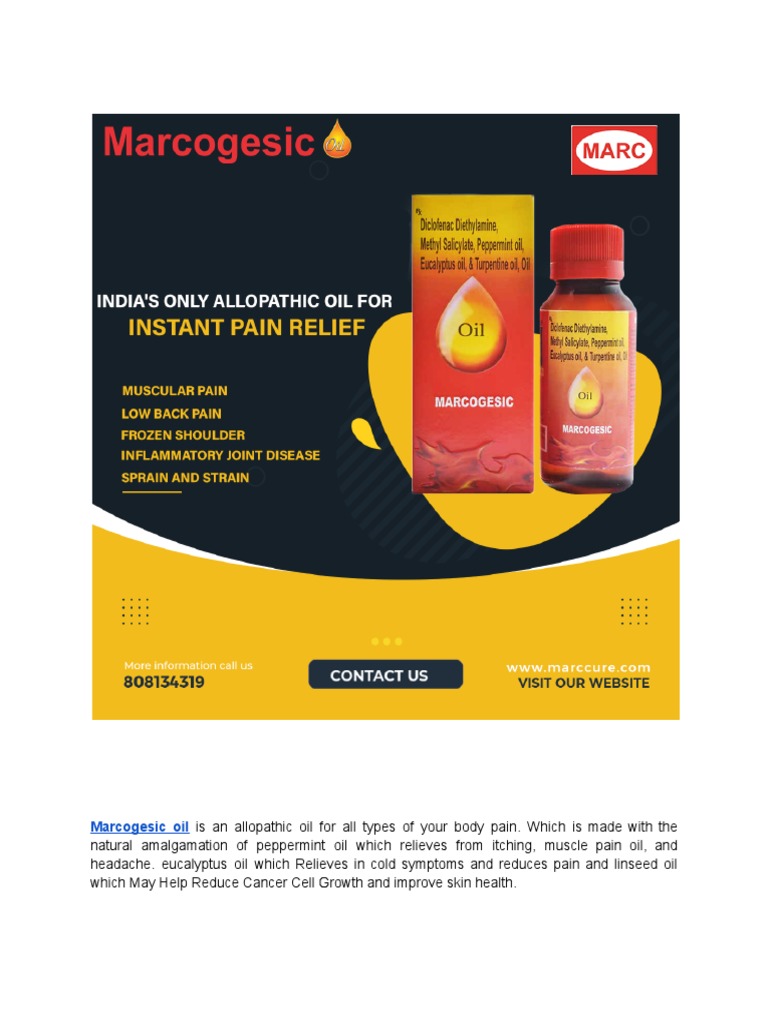 Marcogesic Oil | PDF | Pain | Arthritis