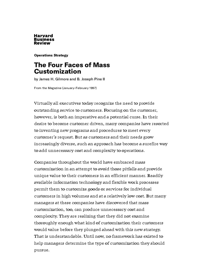 The Four Faces of Mass Customization | PDF | Shoe | Glasses