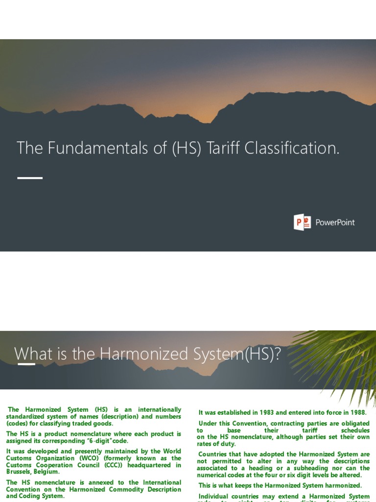 HS Tariff Classification Fundamentals | PDF | Trade