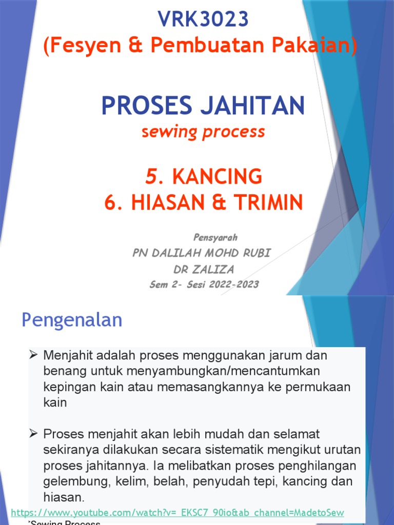 Proses Kancing Dan Trimin 2022 | PDF