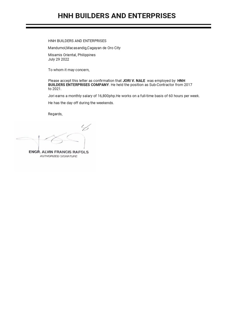 Employment Verification Letter Template | PDF | Business | Law