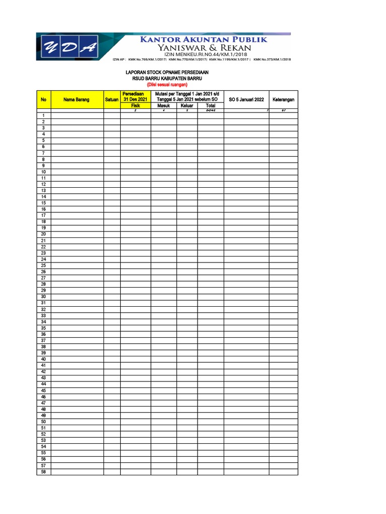 Format Stok Opname Pdf